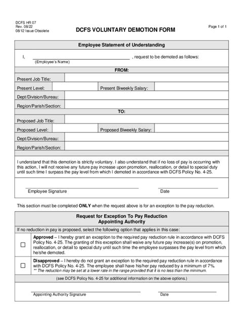 Fillable Online Dcfs Voluntary Demotion Form Fax Email Print Pdffiller