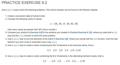 PRACTICE EXERCISE Use A While Loop To Solve The Chegg