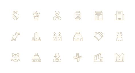 18 Lineart Icons In Minimal Line Aesthetic Responsive Icon Set For