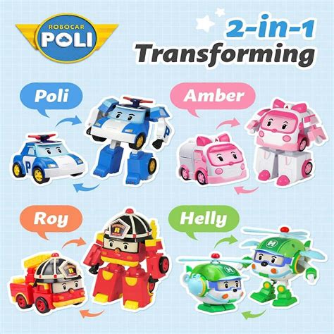 Robocar Poli Transforming Robot 4 Transformable Action Toy Figure Vehicles Police Emergency