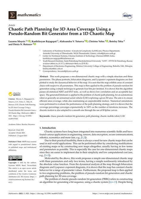 pdf chaotic path planning for 3d area coverage using a pseudo random
