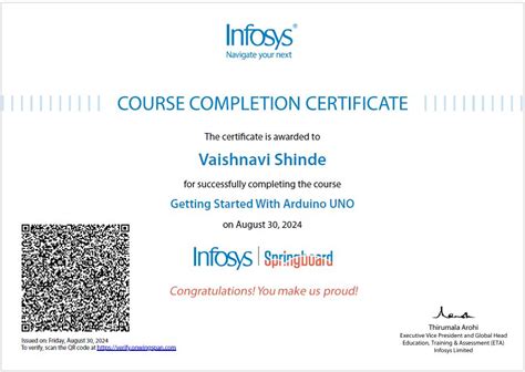 Arduino Aissmsioit Infosys Vaishnavi Shinde