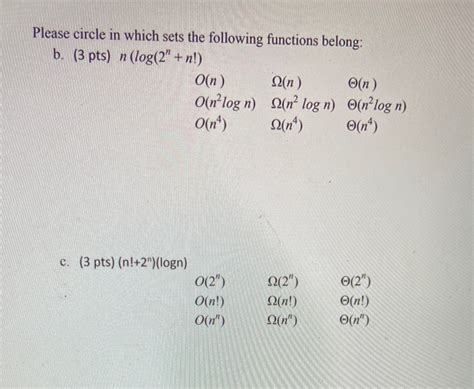 Solved Please Circle In Which Sets The Following Functions