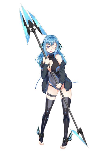 Safebooru 1girl O Between Breasts Black Jacket Black Legwear Blue