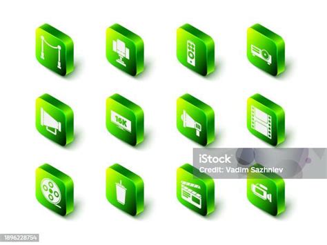 세트 감독 영화 의자 원격 제어 영화 영화 미디어 프로젝터 비디오 재생 시네마 카메라 메가폰 클래퍼 및 물 아이콘과 종이 유리 벡터 3차원 형태에 대한 스톡 벡터 아트 및