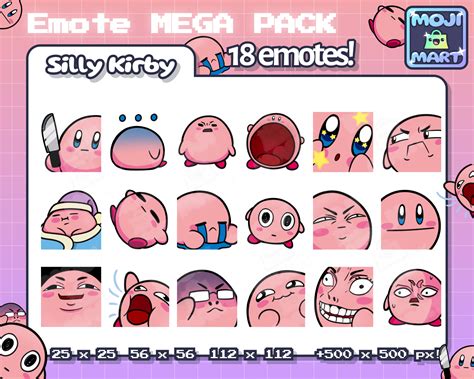 Silly Kirby Emotes For Twitch Discord Kick Cute Emoji Kirby Funny Emote Etsy