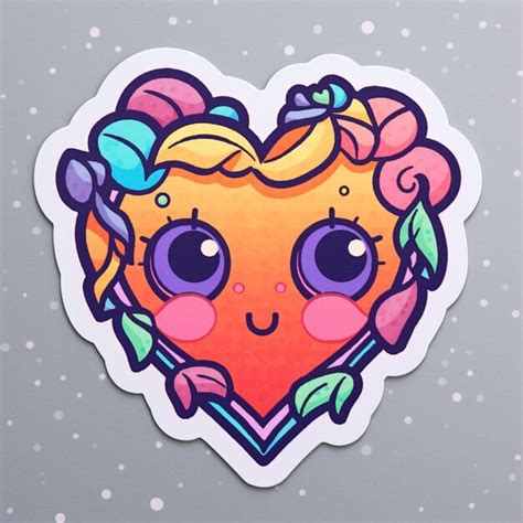 Premium Photo There Is A Sticker Of A Heart With A Flower On It Generative Ai