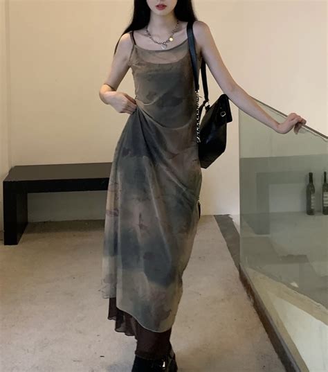 스트릿룩 나염 나시 여름 롱원피스긴팔 니트 가디건 코디세트