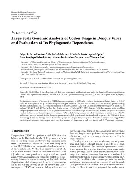 Pdf Research Article Large Scale Genomic Analysis Of Codon Usage In