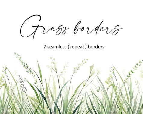 Grass Seamless Borders Wild Herbal Clipart Field Plants Endless Border Grass Clipart