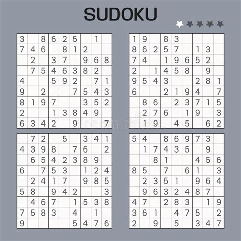 set of vector sudoku puzzles easy level stock vector illustration of