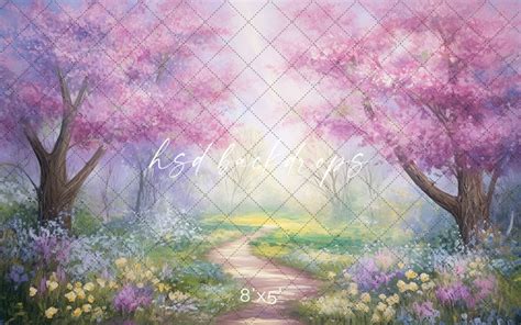 Spring Theme Backdrop For Photography Spring Blossoms Pathway