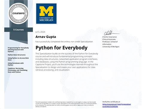 Arnav Gupta On Linkedin Python Datascience Programming Techskills Universityofmichigan