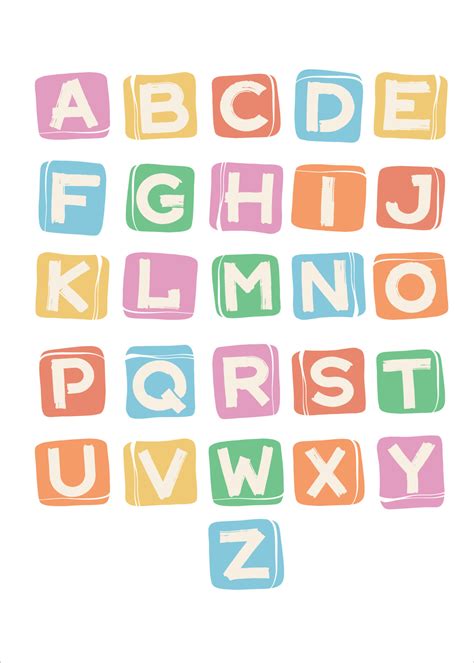 Alphabetic Font Poster With Colorful Letters On Cubes Template Design