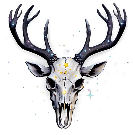 Download Cosmic Deer Skull With Galaxies Png Ioc