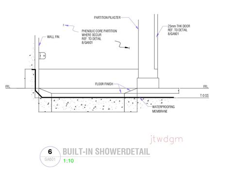 Built In Shower Detail In Autocad 2d Drawing Dwg File Cad File
