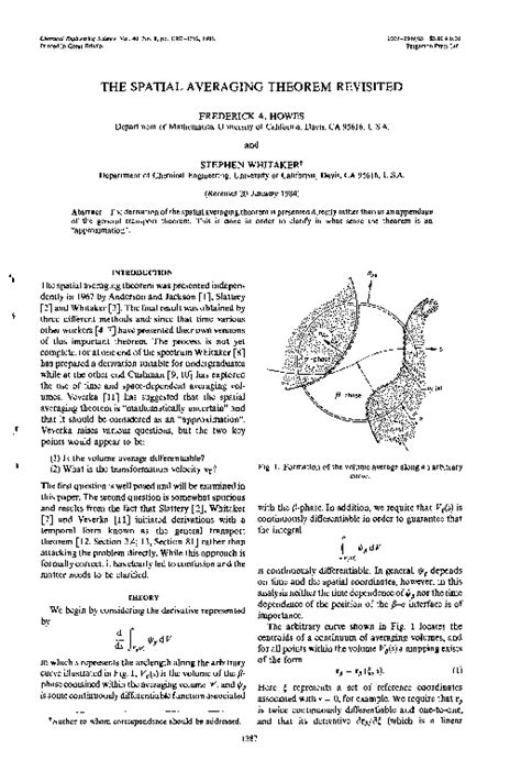 Pdf The Spatial Averaging Theorem Revisited