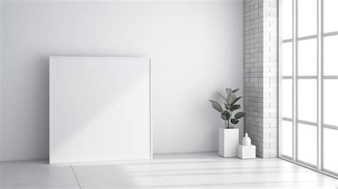 Generative Ai 현실적인 흰색 포스터는 최소한의 배경 아트웍 템플릿x9에 빈 공간을 비웃습니다 프리미엄 사진