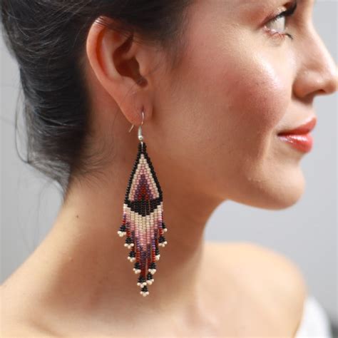 Beaded Triangle Earrings Etsy