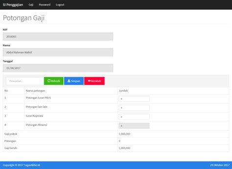 source code sistem informasi penggajian php tugasakhir id
