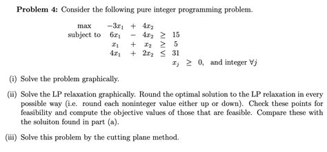 Solved Problem 4 Consider The Following Pure Integer