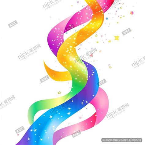 Ai创作图动感彩虹飘带 星星云朵彩虹 简约七彩飘带 流光渐变彩色炫酷飘带 彩虹旋转飘带转盘螺旋 七彩绚丽渐变条纹 彩虹素材 唯美线条彩色飘带