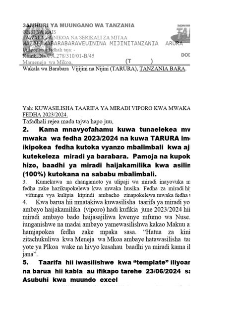 All Rm Kuwasilisha Taarifa Ya Miradi Viporo Kwa Mwaka Wa Fedha 2023 2024 Pdf