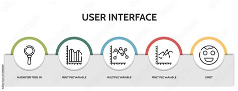Set Of 5 Thin Line User Interface Icons With Infographic Template