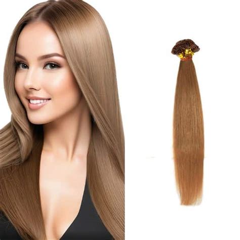 Straight Light Brown Flat Tip Hair Extensions Macsara Hair 1