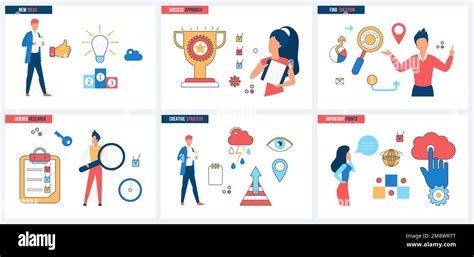 New Idea Approach Success Of Science Research To Find Solution Set Vector Illustration Cartoon