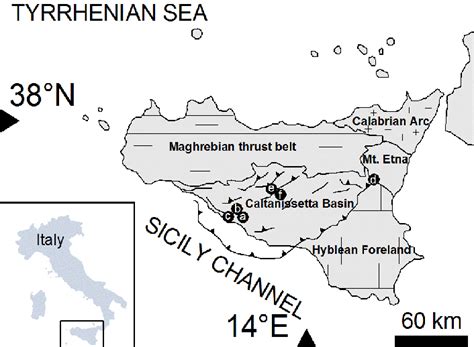 Structural Setting Of Sicily With Location Of Onshore Mud Volcanoes