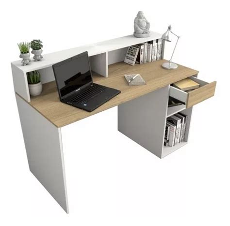 Escritorio Mesa De Pc Con Repisa 3049 Olmoblanco Cuo Color Blanco