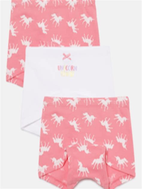Buy Mackly Girls Pack Of 3 Mid Rise Printed Cotton Boxer Style Briefs