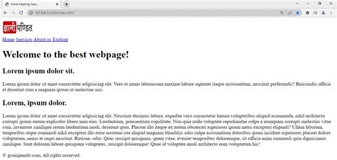 HTML Footer Tag Gyanipandit Programming