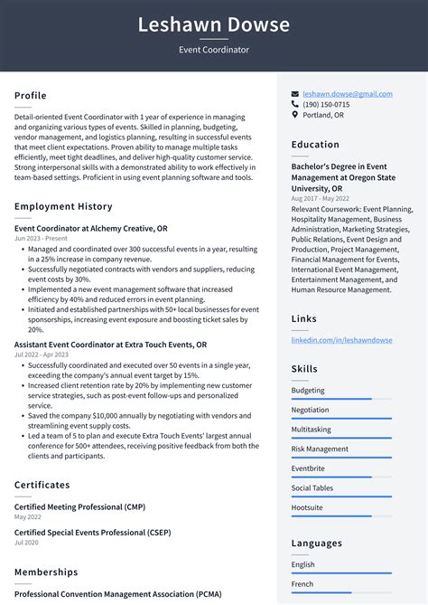 Oracle Event Coordinator Resume Examples ResumeCat