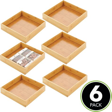 Buy Mdesign Wooden Bamboo Drawer Organizer For Office 9 Square