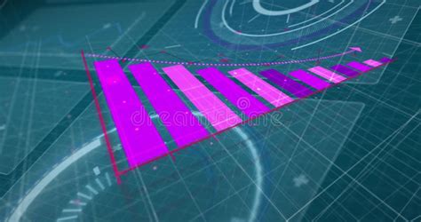 Animation Of Pink Graph Over Scanners And Data Processing On Dark Interface Stock Footage