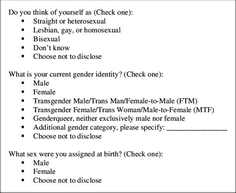 Recommended Sexual Orientation Gender Identity Sogi Questions