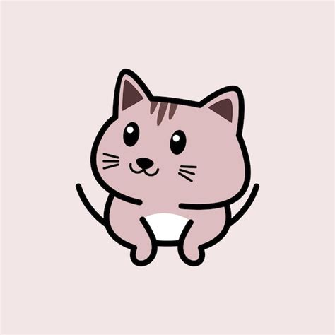 간단한 미니멀 만화 귀여운 고양이 로고 프리미엄 벡터