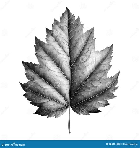 Pencil Drawing Of A Tree Leaf Sketch On A White Background