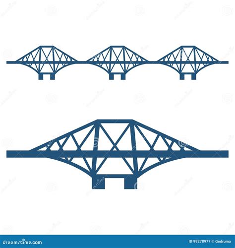 Forth Bridge Set Of Blue Silhouette Isolated On White Stock Vector