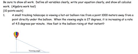 Solved Be Sure To Show All Work Define All Variables Chegg