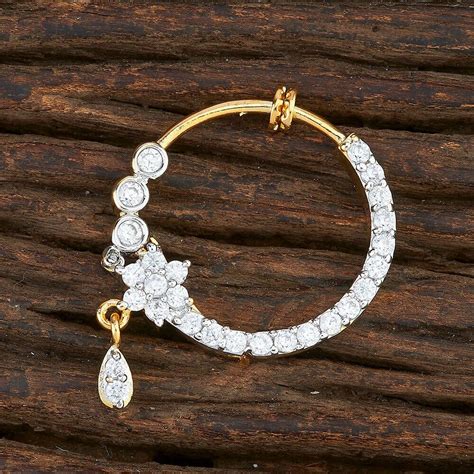 American Diamond Ad Golden Non Pierced Screwed Nose Ring Artofit