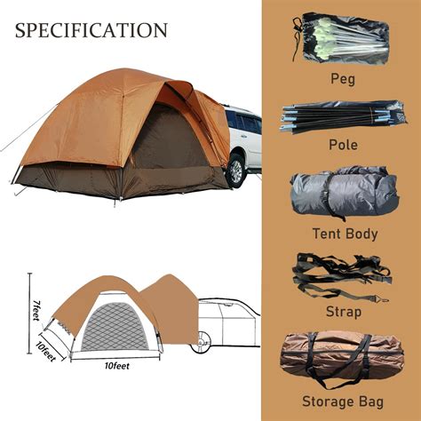 Coobing 5 Person Suv Tent Attachment For Camping Waterproof Pu3000mm