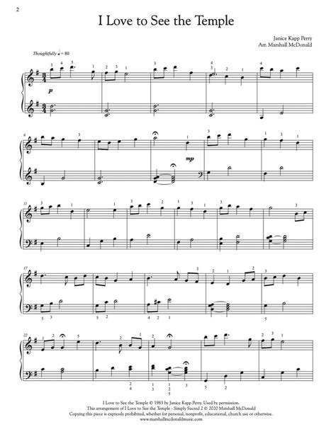 I Love To See The Temple Simple Piano Marshall Mcdonald Music