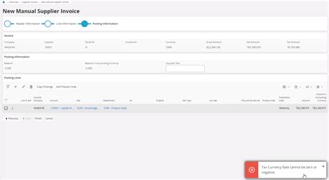 Project Invoice Error Tax Currency Rate Cannot Be Zero Or Negative