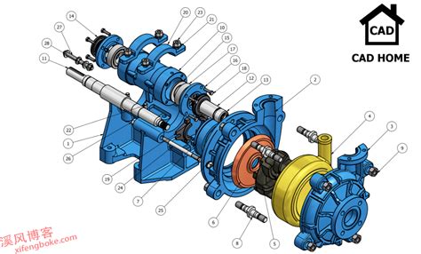 Solidworks练习题高清pdf图纸免费下载 离心泵建模 Solidworks练习题 溪风博客solidworks自学网站