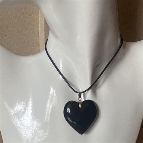 Black Heart Pendant Necklace Oversized Pendant Depop