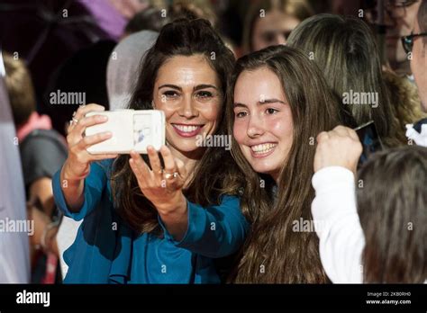 Actress Itziar Atienza Taking A Selfie With A Fan During Orange Carpet Of Presuntos Culpables
