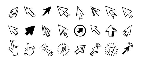 Premium Vector Cursor Doodle Icon Set Click Cursor Hand Drawn Set
